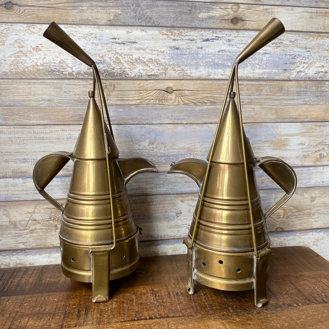 Vintage African Kenyan Brass Travelling Pair of Kettles Tea Pots Coffee ...