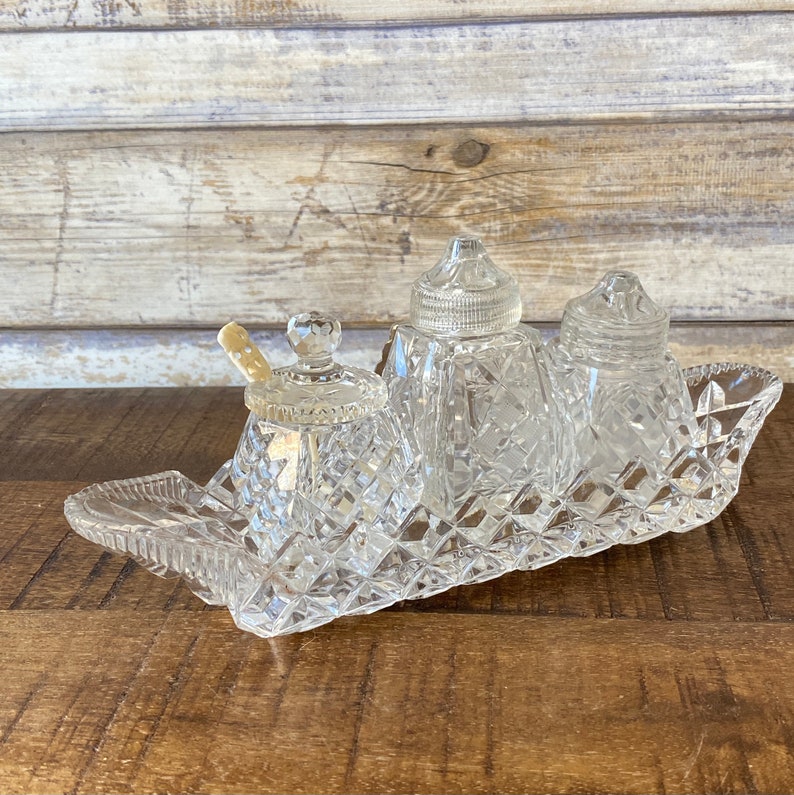 Antique Victorian 4 Piece Crystal Glass Cruet Condiment Set - Etsy UK