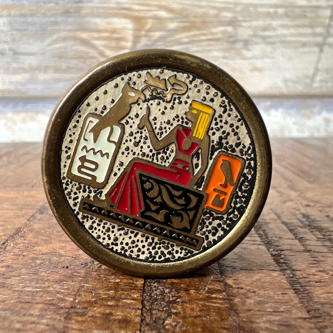 Vintage Brass and Enamel Ancient Egypt Themed Pill Box - Etsy