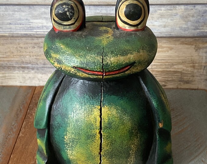 Vintage 1930s Hand Carved Wooden Frog Money Box Kids Room Decor Toy - Etsy