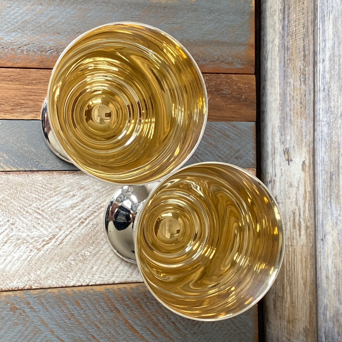 Vintage Silver Plated Wine Goblets: Engraved Anniversary Pair - Etsy
