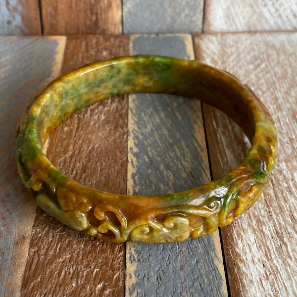 Antique Natural Jade Bracelet - Etsy