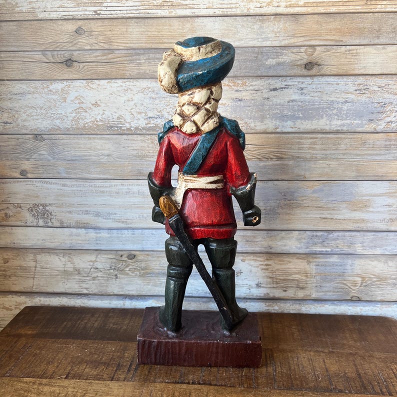 Antique Large Carved Wooden Soldier Statue Sculpture Colourful and ...