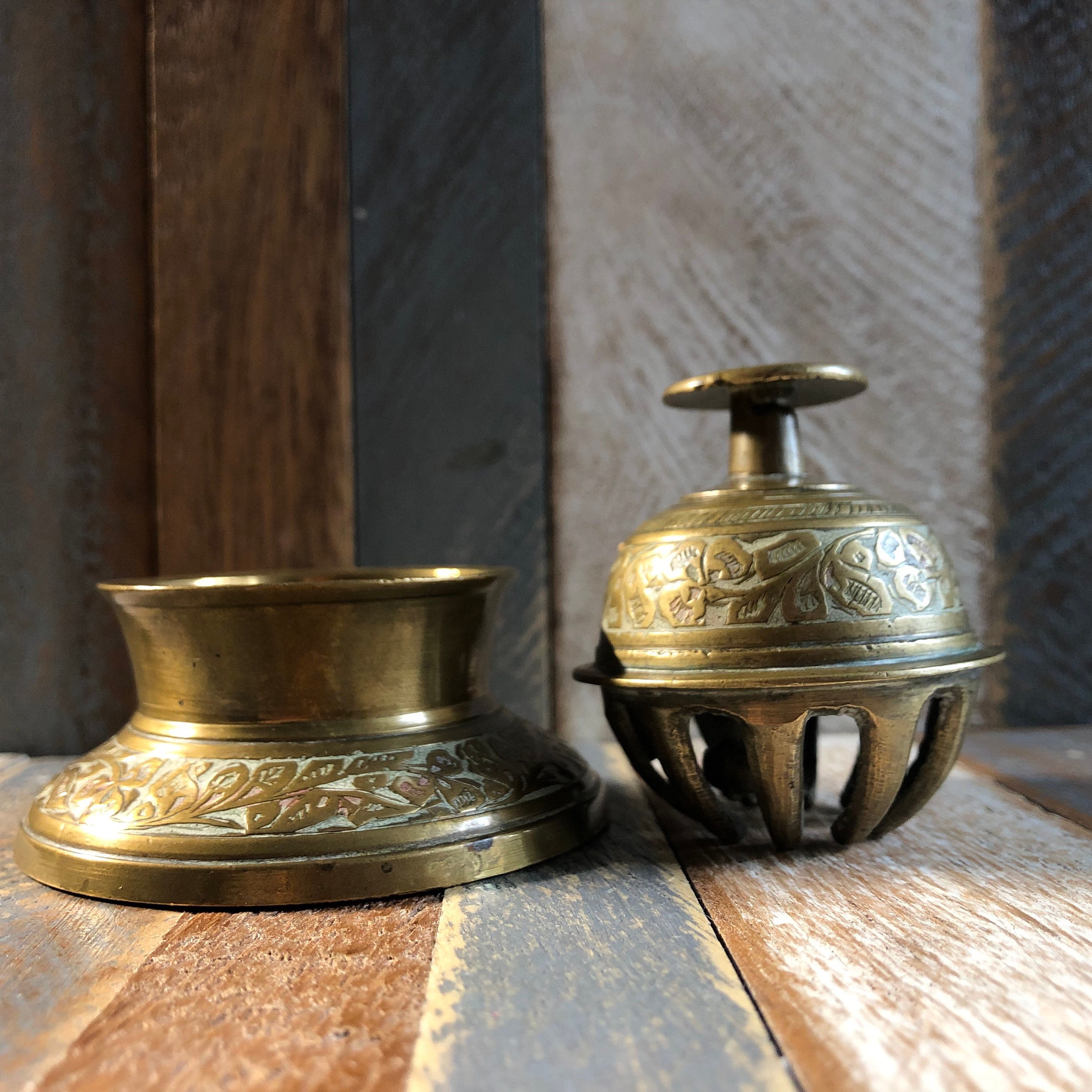 Vintage Small Brass Buddhist Temple Bell Engraved With Flowers - Etsy