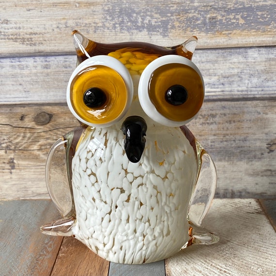 Studio Art Glass Great Horned Owl Paperweight Murano or Murano Style ...