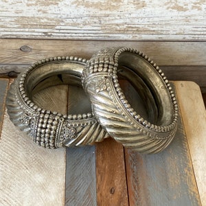 Antique African Tribal Silver Bangle Pair: Chunky Ribbed Anklets - Etsy