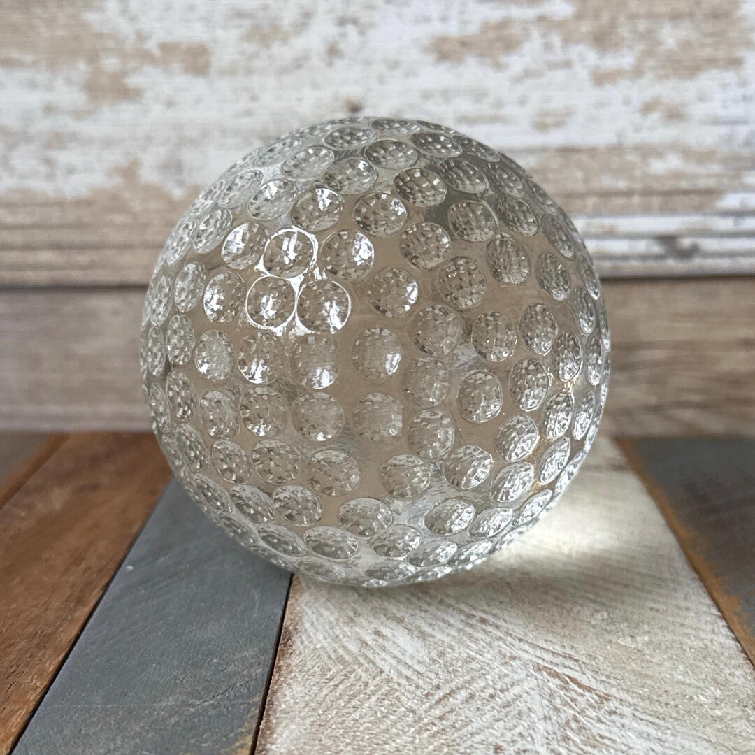 Vintage Large Crystal Glass Golf Ball Paperweight - Etsy
