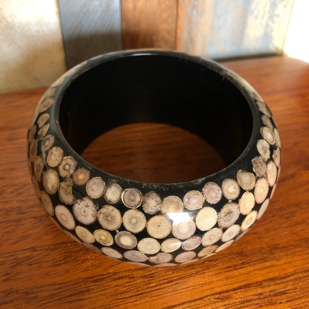 1960s Nature Lover Botanical Lacquer Bangle With Inlayed Plant Stems ...