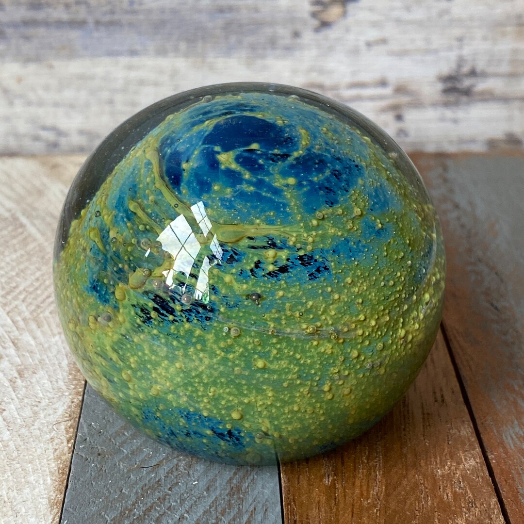 Vintage Mdina Glass Green and Blue Small Paperweight by Michael Harris ...
