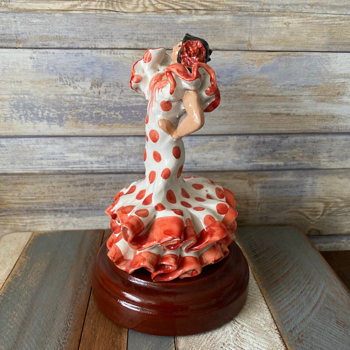 Vintage Spanish Porcelain Flamenco Dancer White Red Polka | Etsy