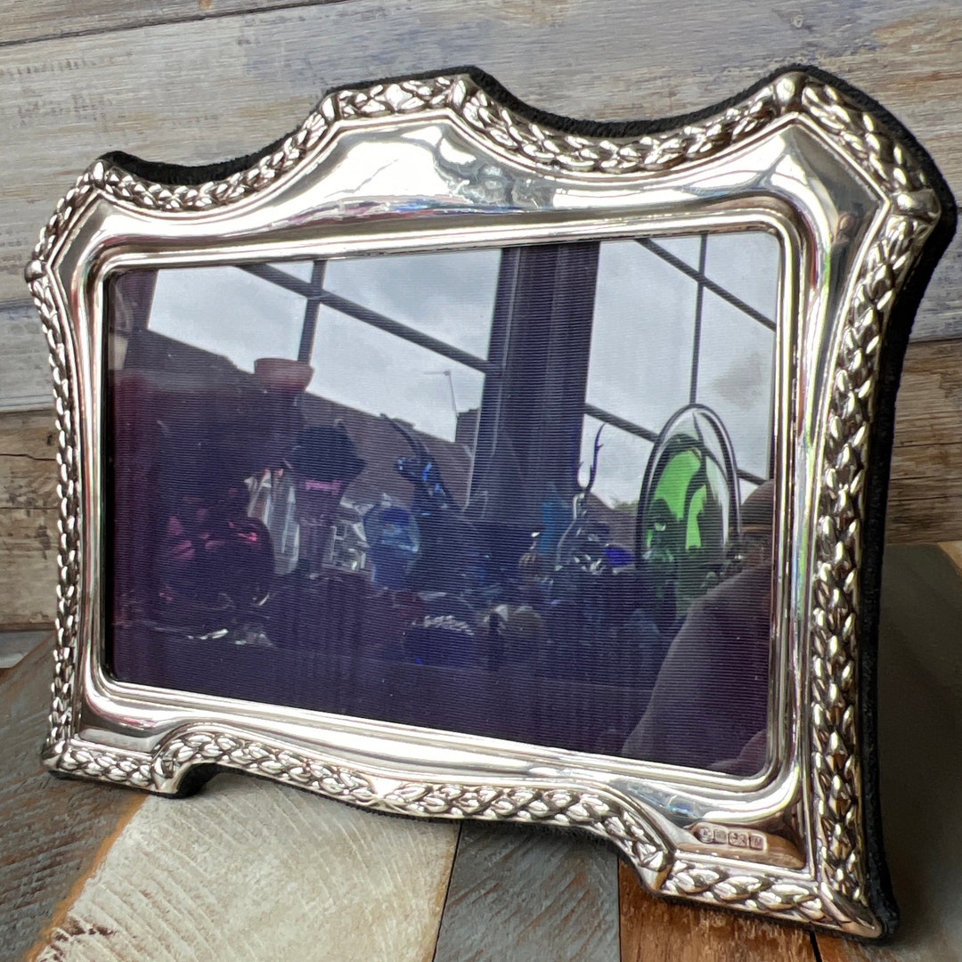 Vintage Sterling Silver and Navy Blue Velvet Picture Photo Frame ...