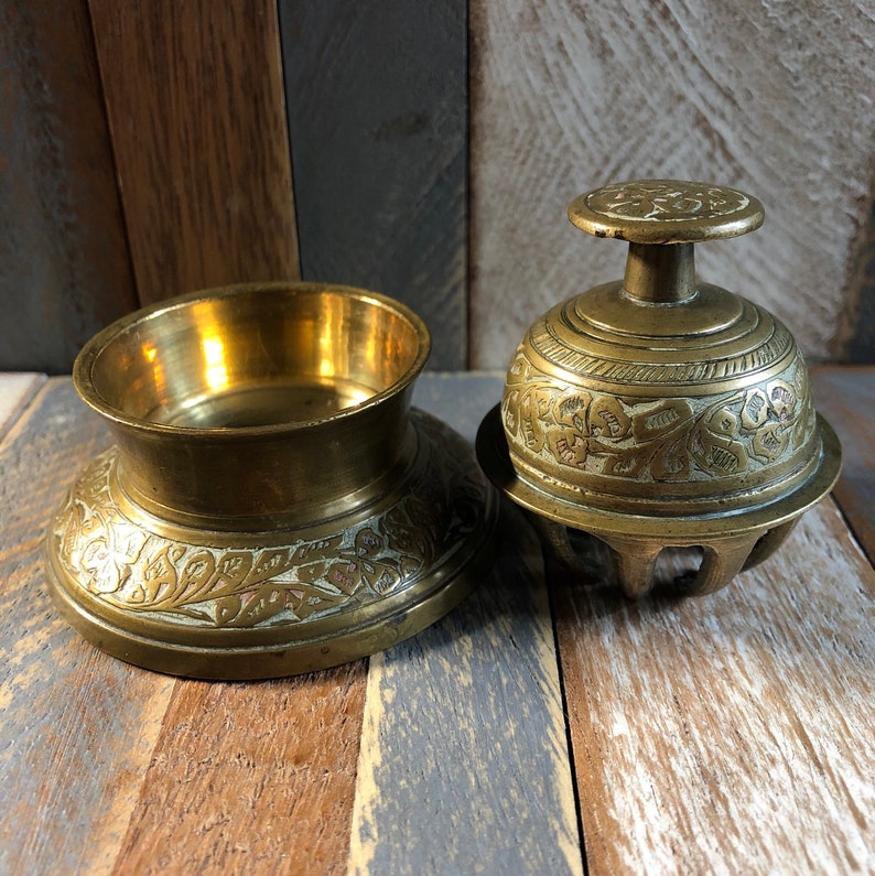 Vintage Small Brass Buddhist Temple Bell Engraved With Flowers - Etsy