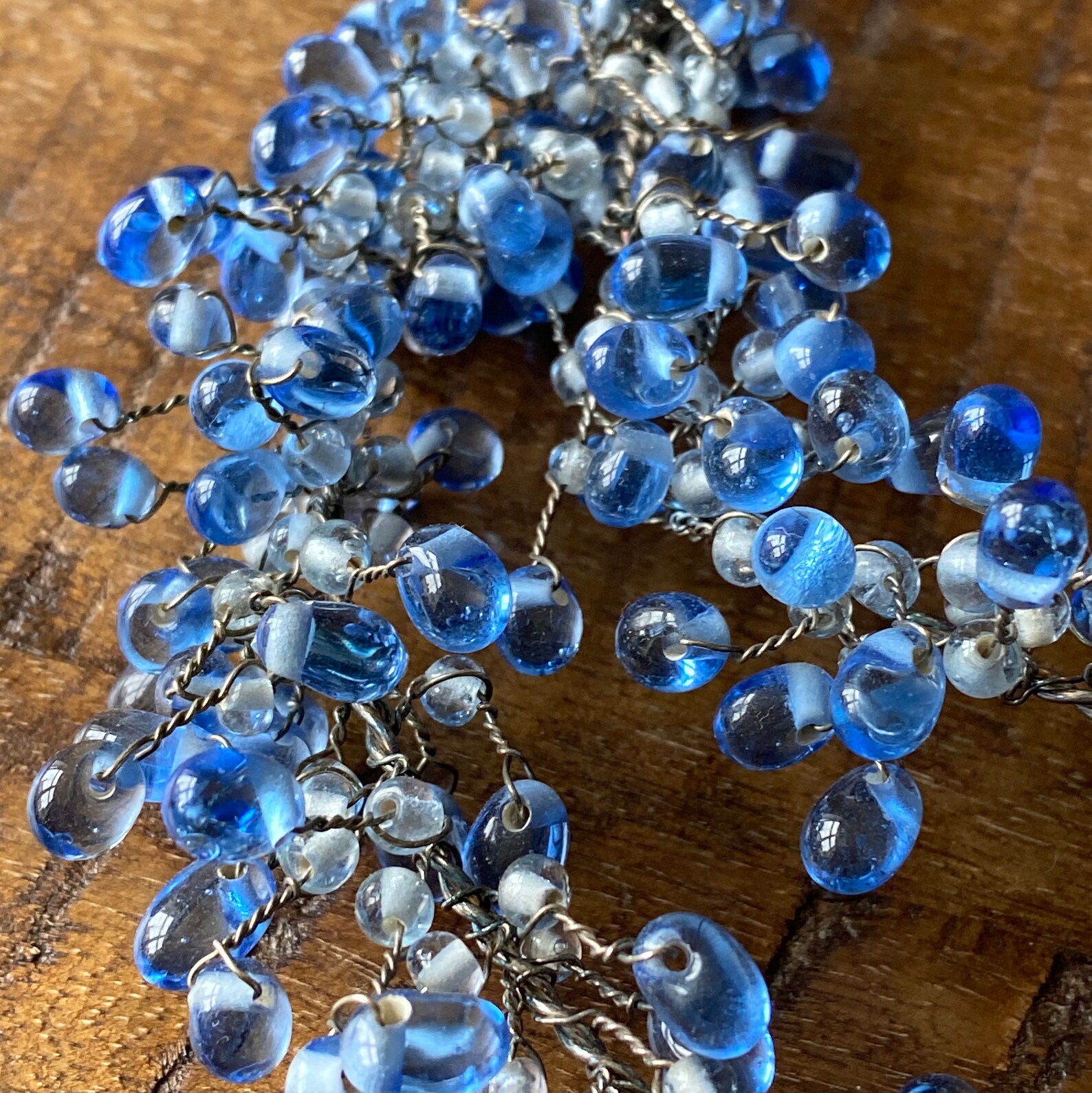 Vintage Multi Strand Blue Glass Tear Drops and Silver Wire - Etsy UK