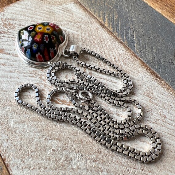 Vintage Sterling Silver Murano Glass Millefiori Heart… - Gem
