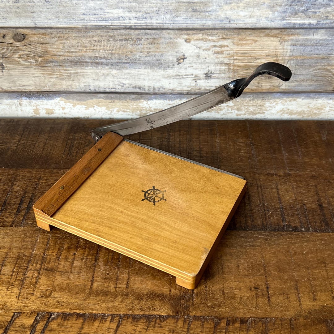 Antique Wooden Metal Paper Guillotine Trimming Board Cutter by Jay Nay ...