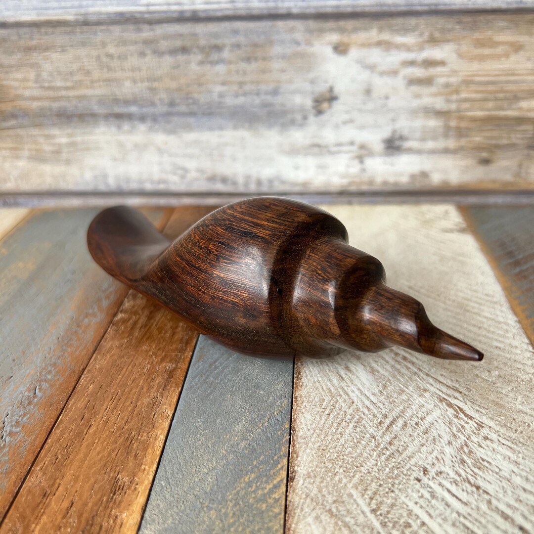 Vintage Hand Carved Wooden Cone Shell Figurine Medium Size - Etsy