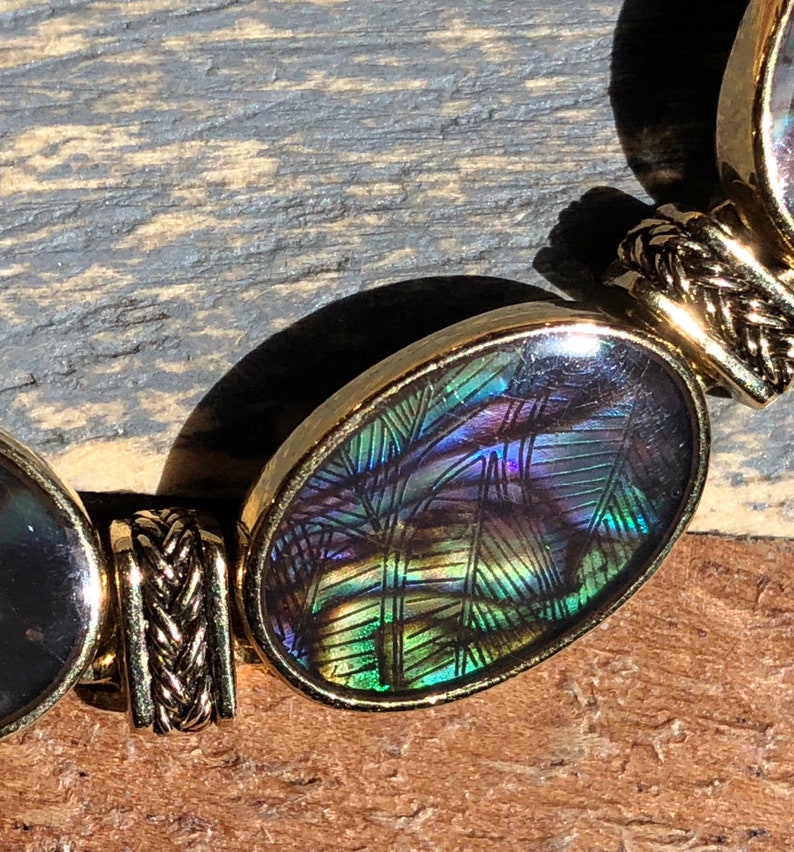 Vintage Monet Gold Toned Mother of Pearl Link Bracelet - Etsy