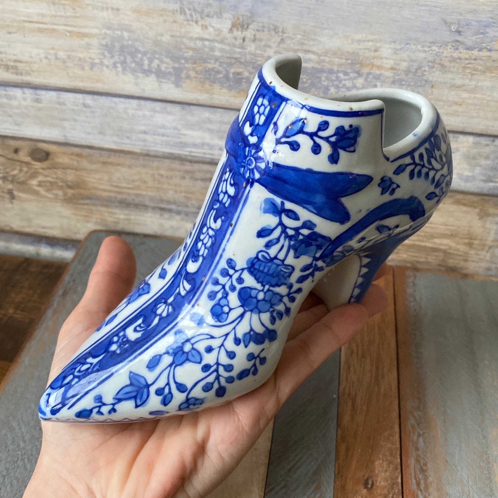 Vintage English Delft Ware Pottery Blue and White Shoe | Etsy