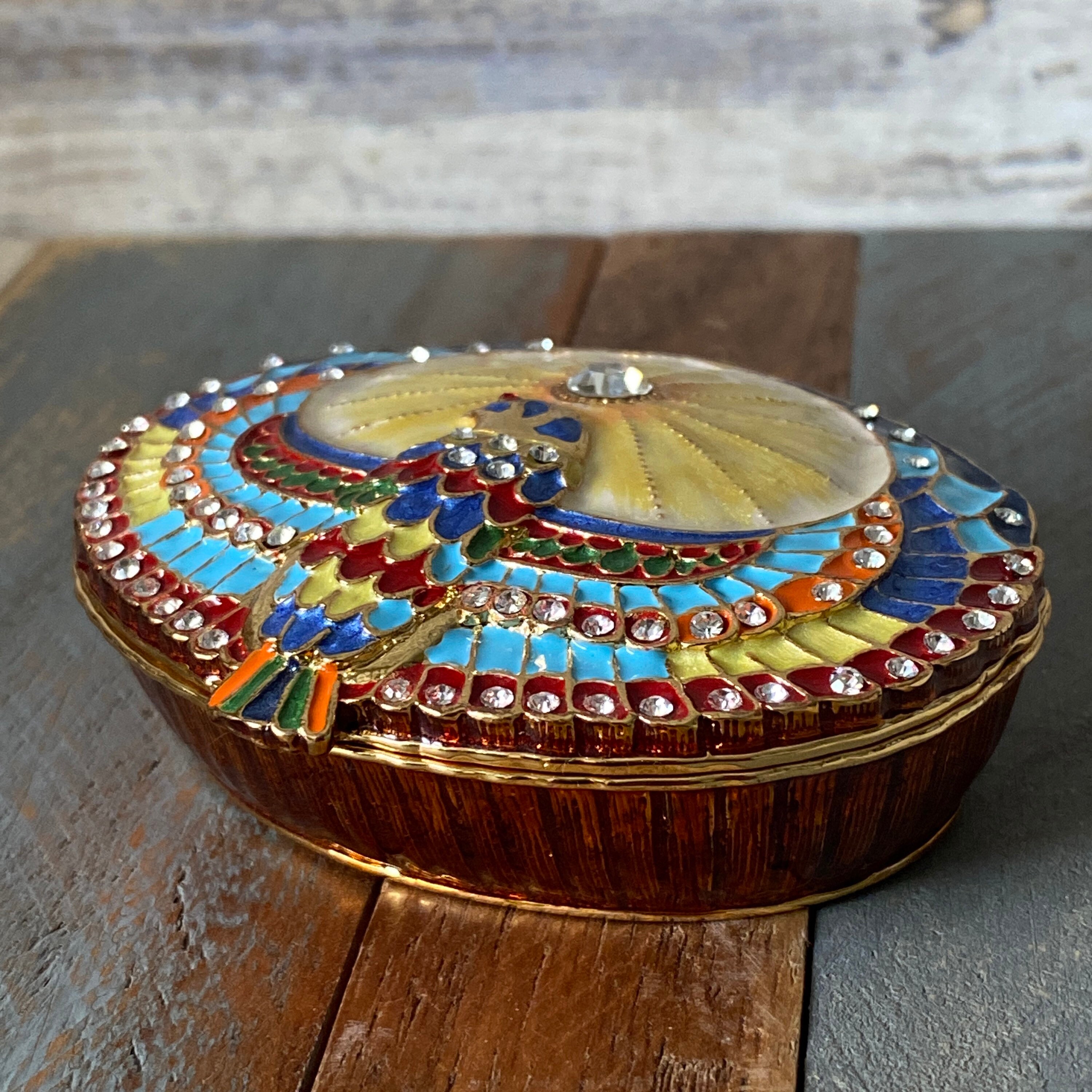 Vintage Egypt Revival Large Multicoloured Enamelled Pill Box - Etsy