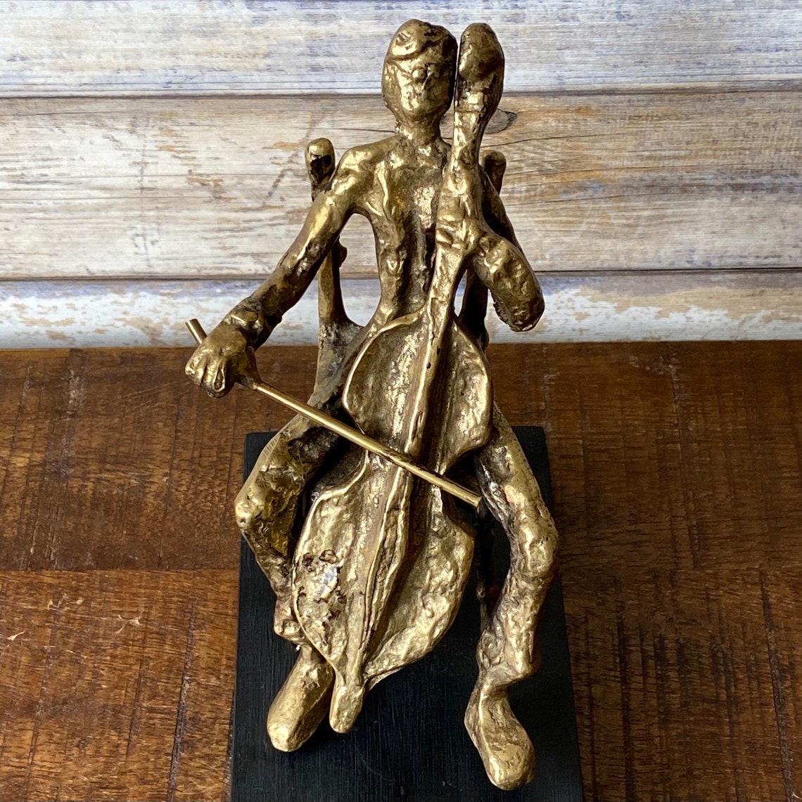 Vintage 1970s Bronze Cellist Musician Cello Player Sculpture - Etsy UK