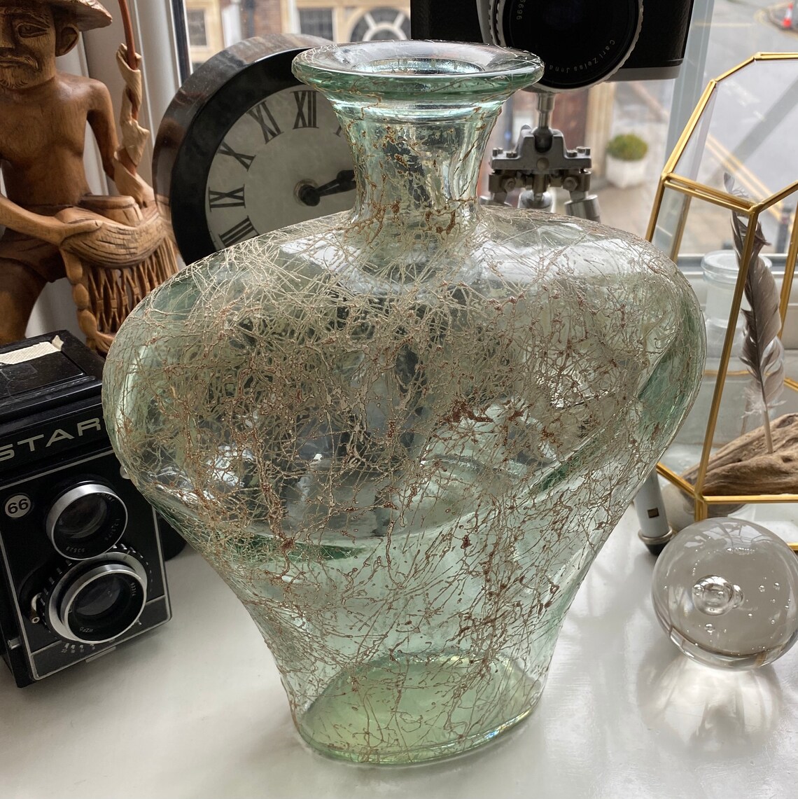 Homage to Pollock Vintage Clear Glass Vase With Abstract Paint - Etsy UK