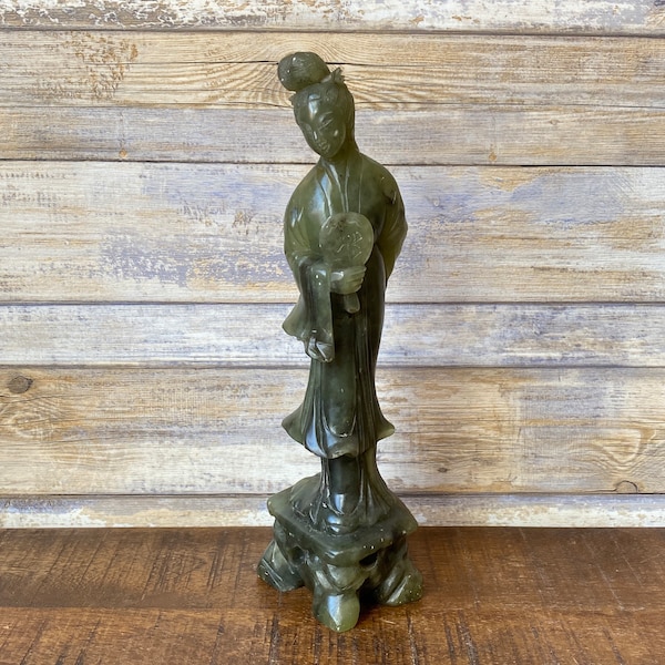 Antique Carved Jade Woman Statue - Etsy