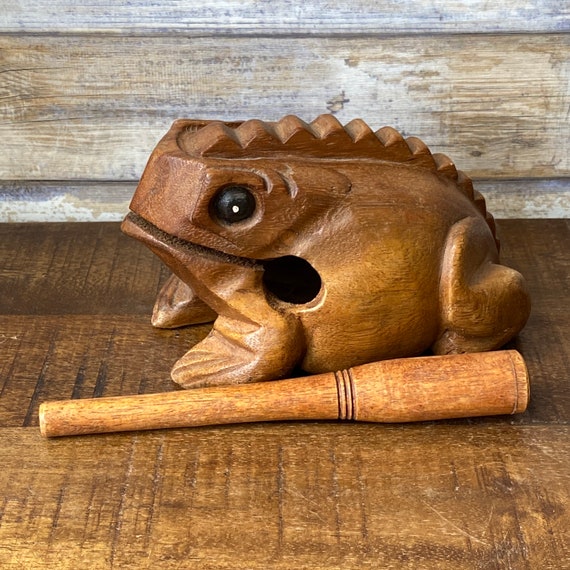 Vintage Hand Carved Wooden Croaking Frog Percussion Instrument - Etsy