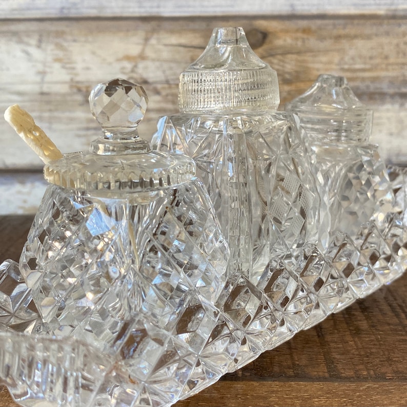 Antique Victorian 4 Piece Crystal Glass Cruet Condiment Set - Etsy UK