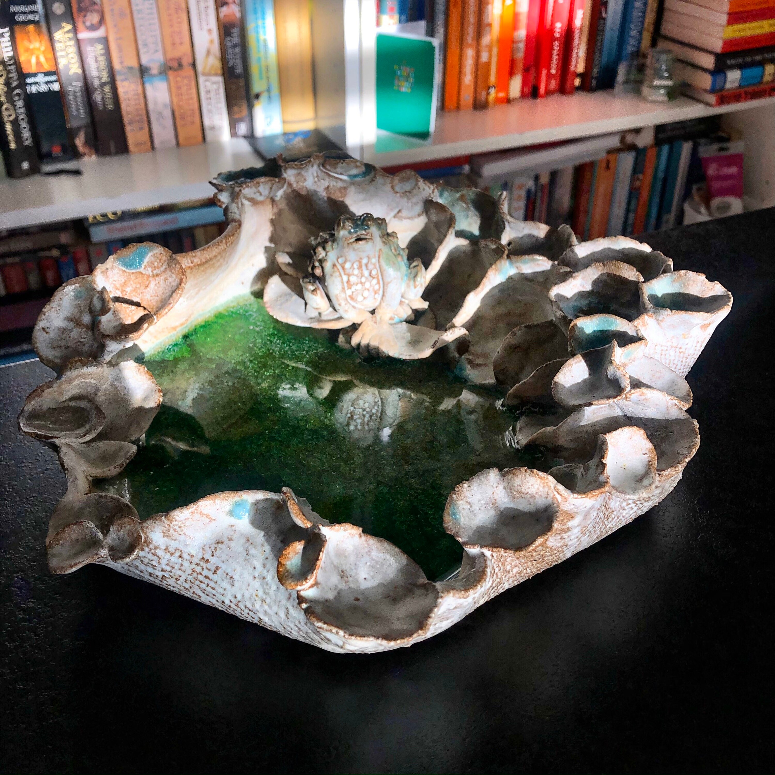 Unique Handmade Glazed Ceramic Pond Platter With Frog Toad | Etsy