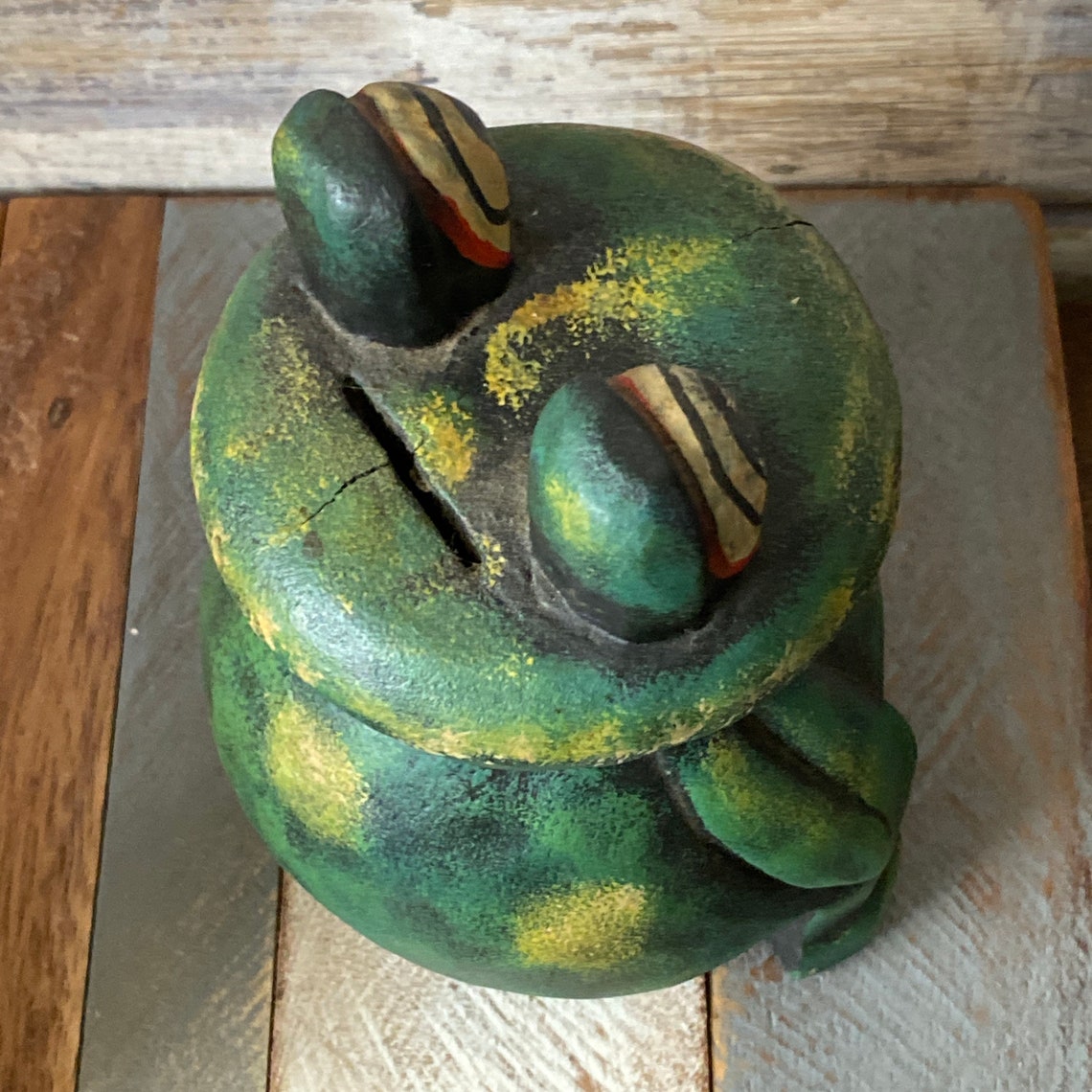 Vintage 1930s Hand Carved Wooden Frog Money Box Kids Room | Etsy