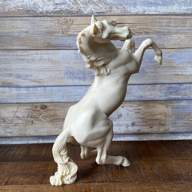 Vintage White Resin Rearing Stallion Horse Sculpture Figure - Etsy