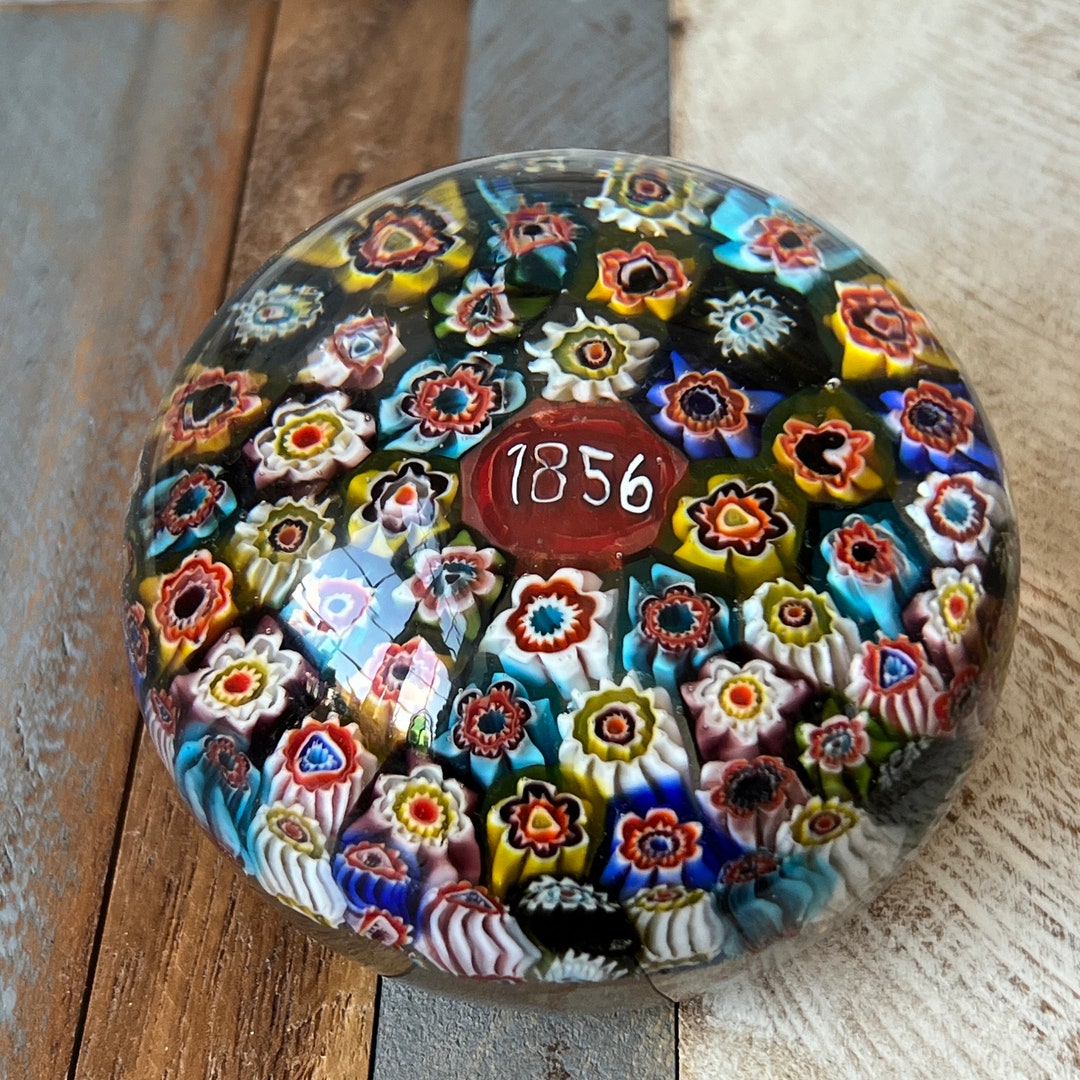 Antique Vintage Italian Murano Large Millefiori Paperweight With 1856 ...