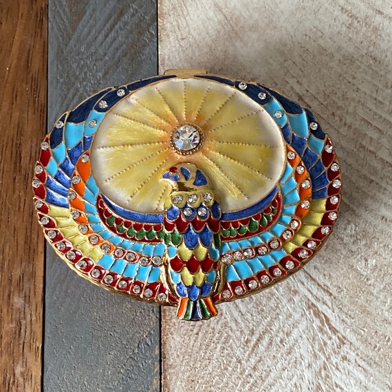 Vintage Egypt Revival Large Multicoloured Enamelled Pill Box - Etsy