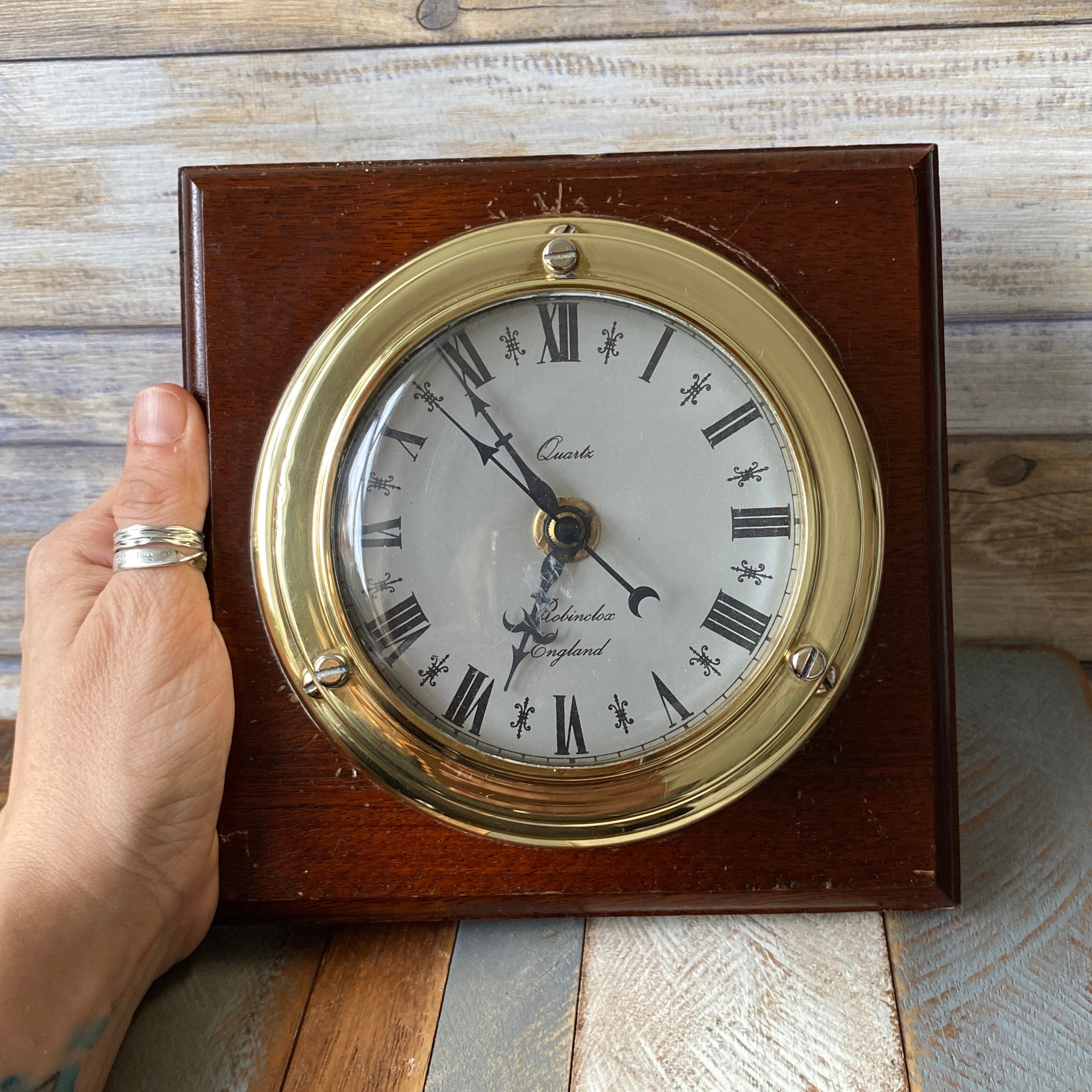 Vintage Brass Marine Nautical Ship Wall Clock Robinclox Quartz - Etsy