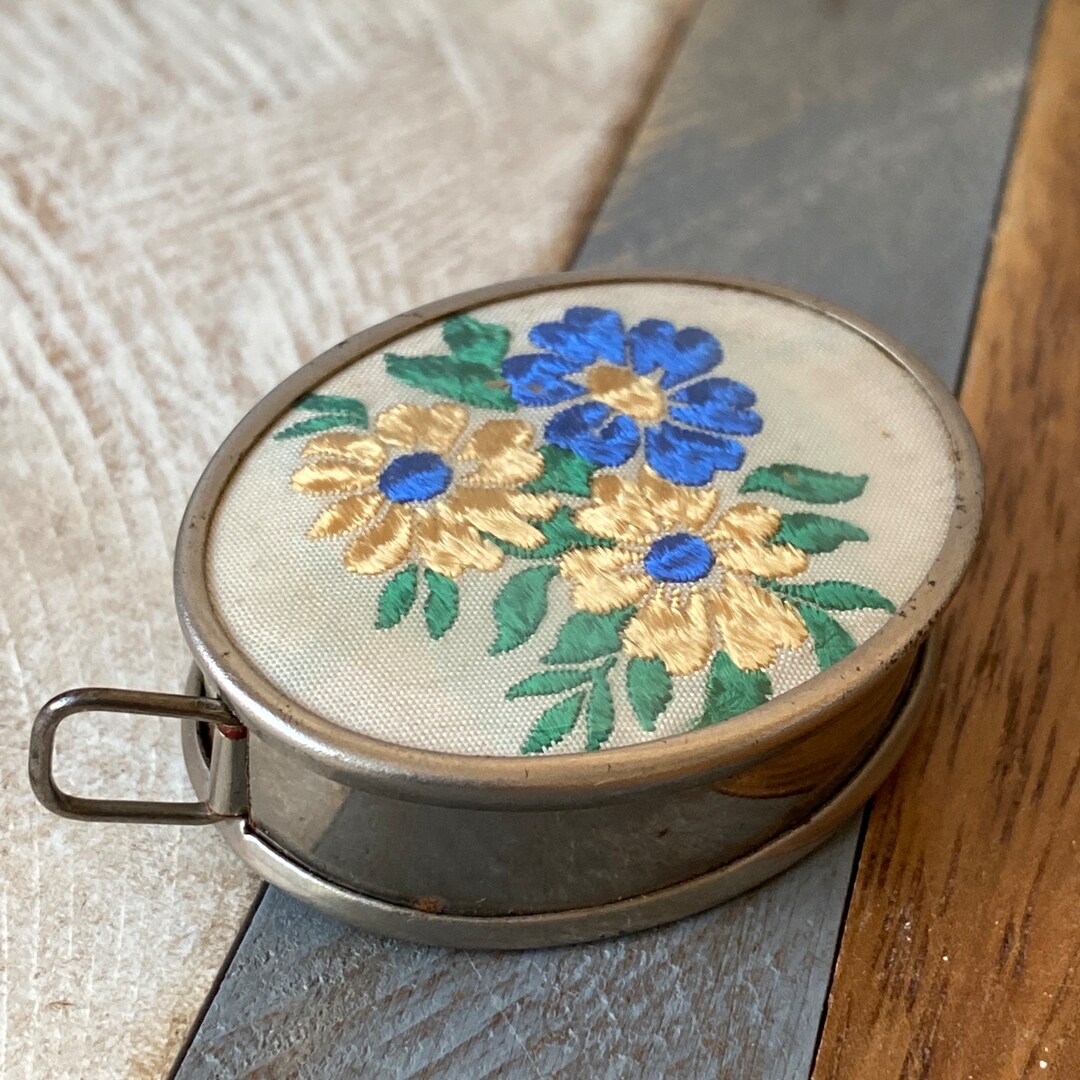 Vintage Collectible Oval Retractable Tape Measure With Embroidered ...