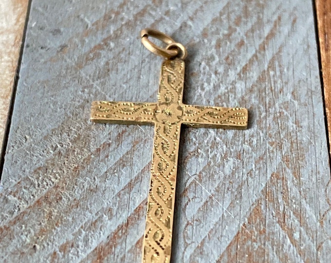 Antique Victorian Hand Engraved 9ct Gold Cross Pendant Christian ...