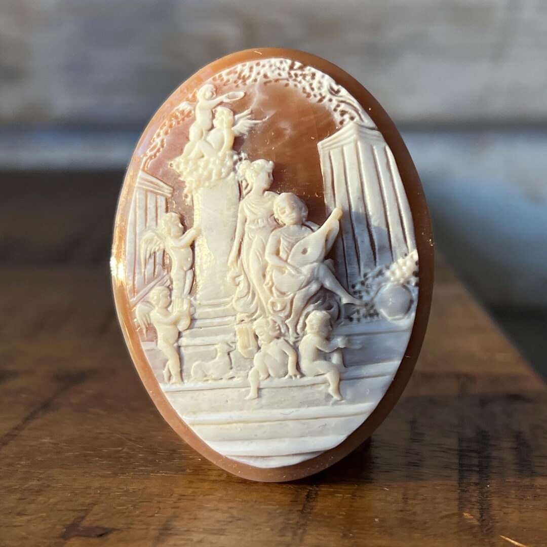 Antique Victorian Hand Carved Shell Cameo Depicting Triumph of Love ...