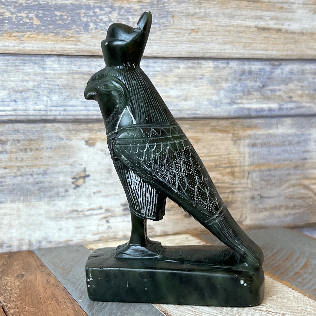 Antique Egyptian Green Spinache Jade Figurine of Horus Falcon Ancient ...
