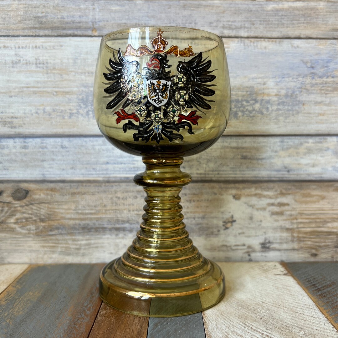 Rare Antique 19th Century German Gilded Glass Rummer With Hand Painted ...