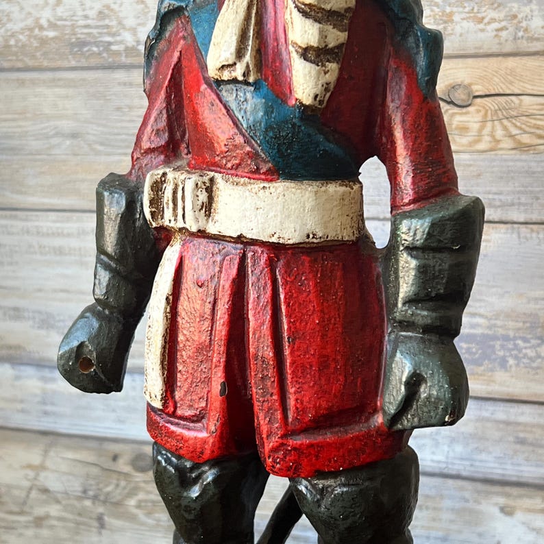 Antique Large Carved Wooden Soldier Statue Sculpture Colourful and ...