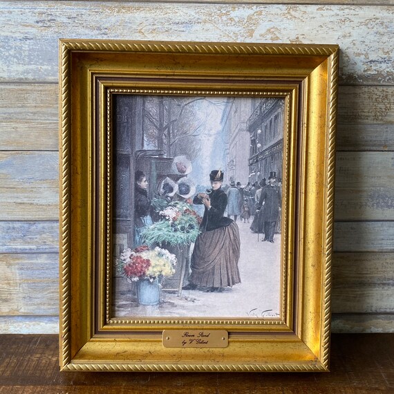 Vintage Painting Reproduction Paris Flower Stand by V Gilbert | Etsy