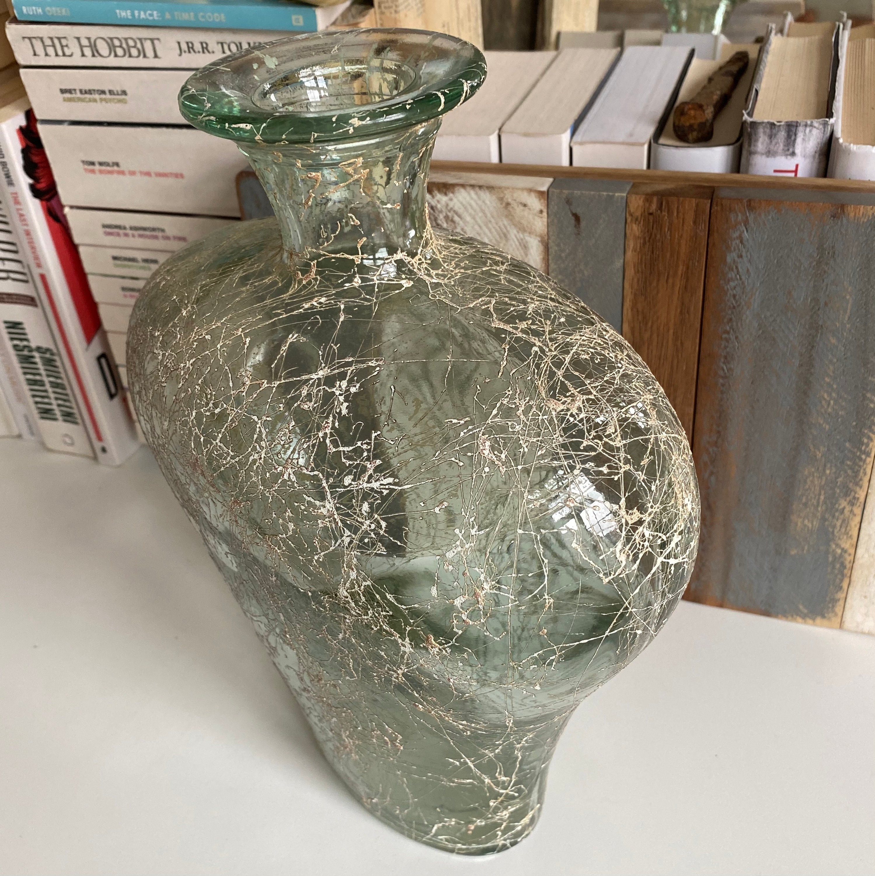 Homage to Pollock Vintage Clear Glass Vase With Abstract Paint - Etsy UK