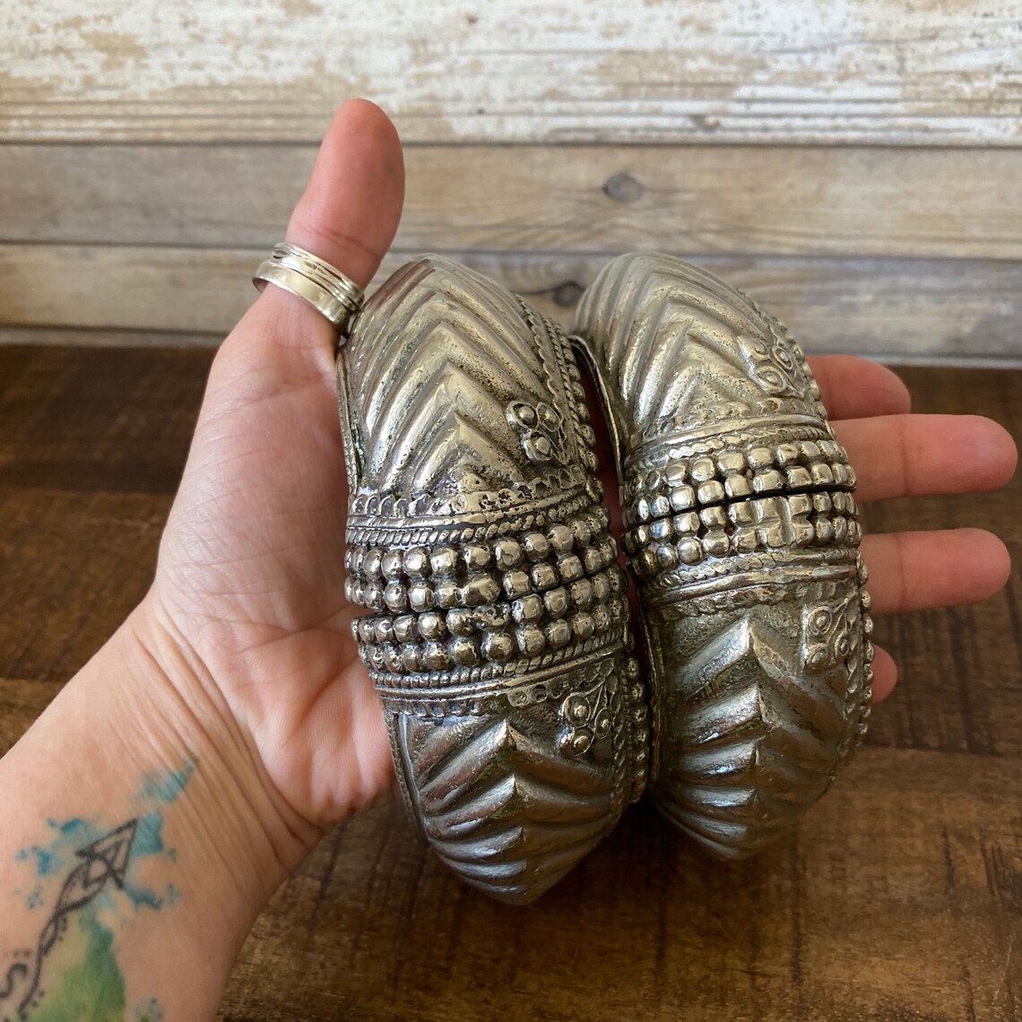 Antique African Tribal Silver Bangle Pair: Chunky Ribbed Anklets - Etsy