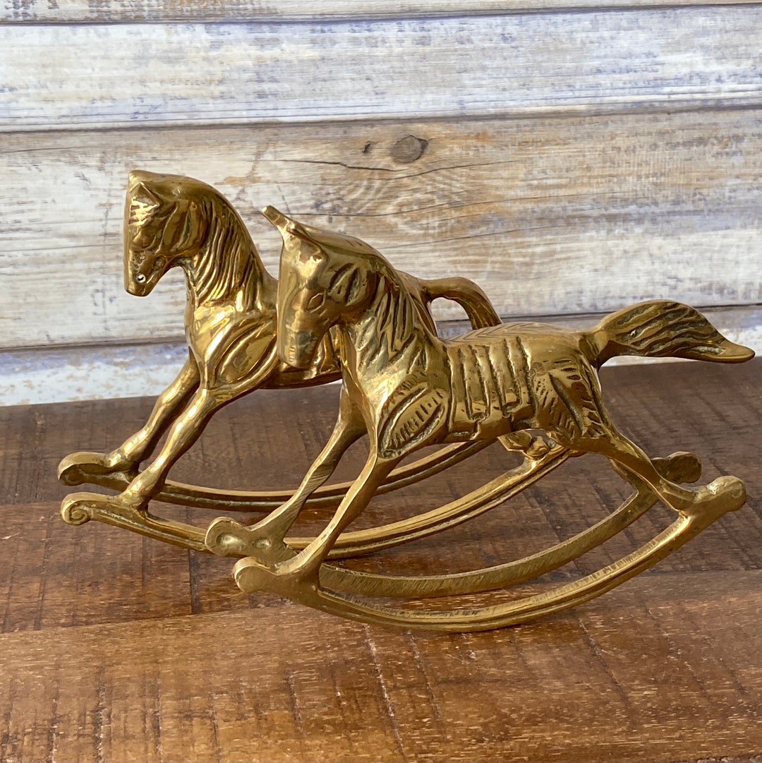 Vintage Pair of Brass Rocking Horses Figurines Ornaments - Etsy