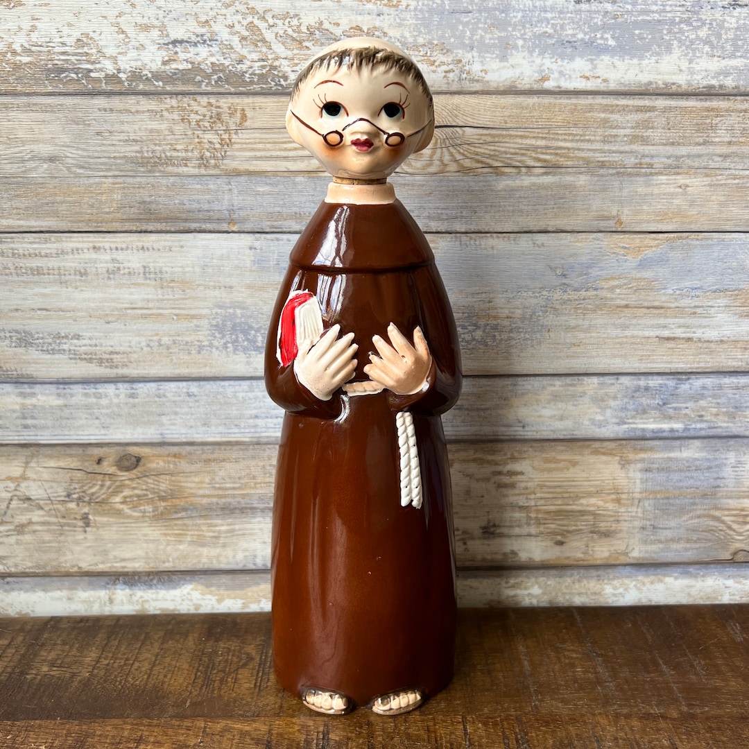 Vintage Ceramic Friar Monk Decanter With Musical Box Playing Ave Maria ...