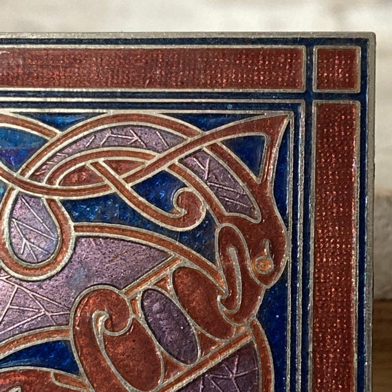 Vintage Celtic Large Square Purple and Blue Cloisonné… - Gem