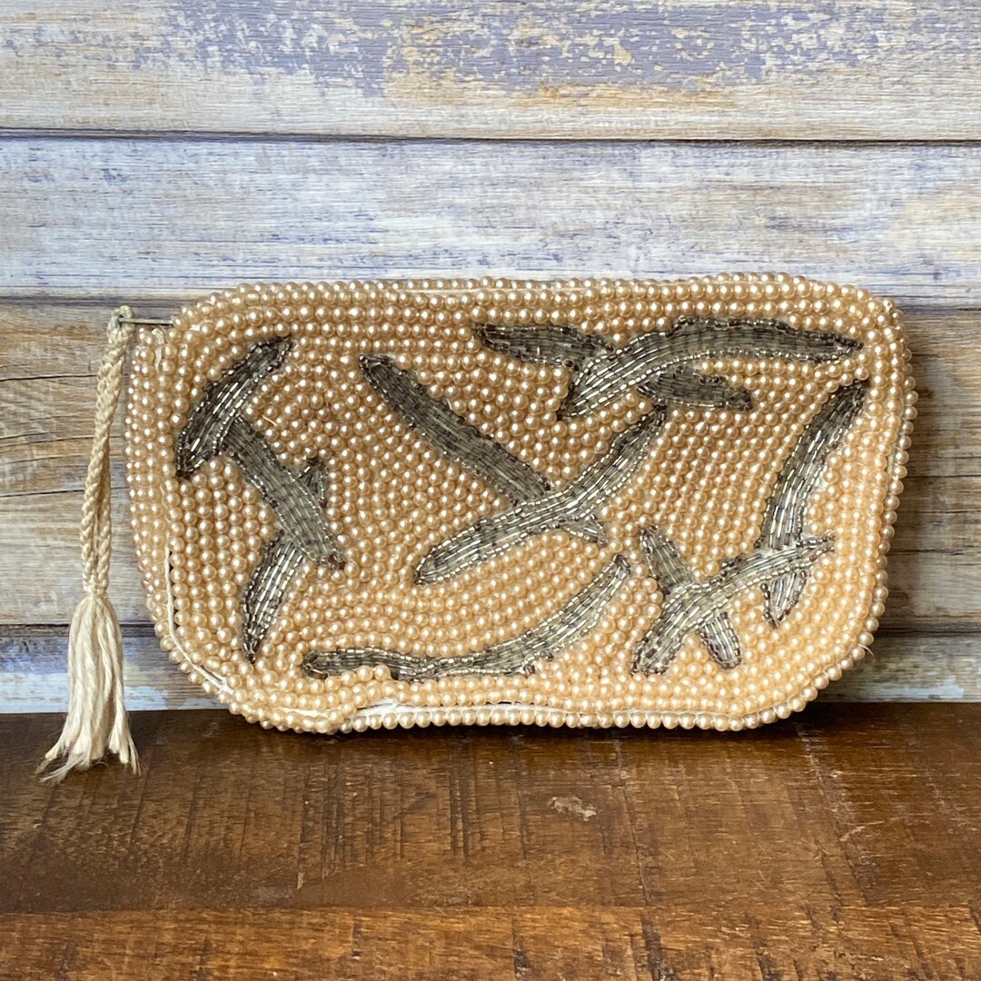 Vintage Japanese Evening Clutch Handbag Purse Embroidered With Faux ...
