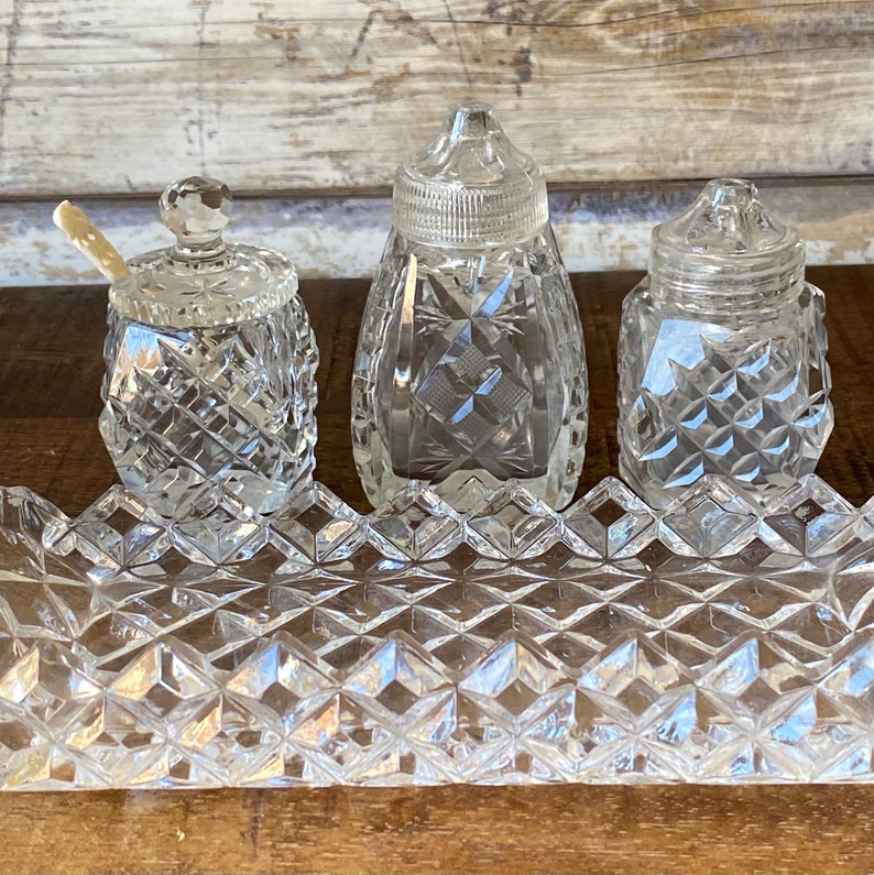 Antique Victorian 4 Piece Crystal Glass Cruet Condiment Set - Etsy UK