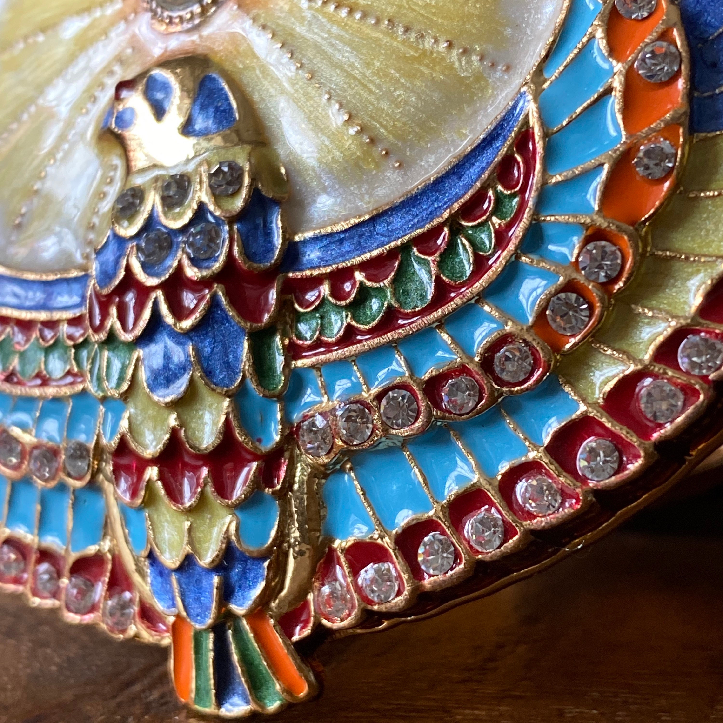 Vintage Egypt Revival Large Multicoloured Enamelled Pill Box - Etsy