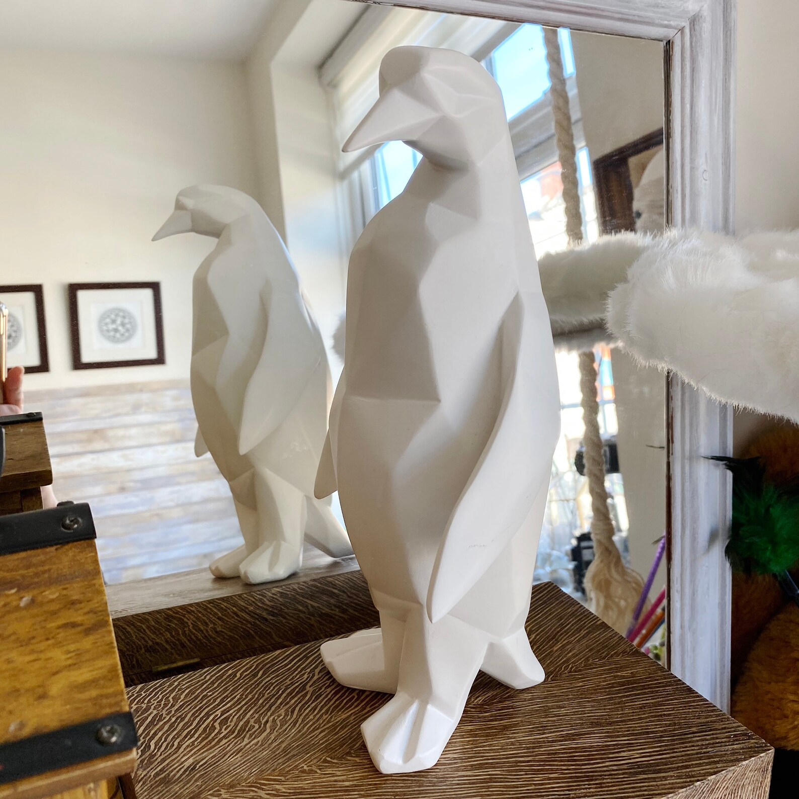 White Geometric Resin Penguin Sculpture Figure Ornament - Etsy UK